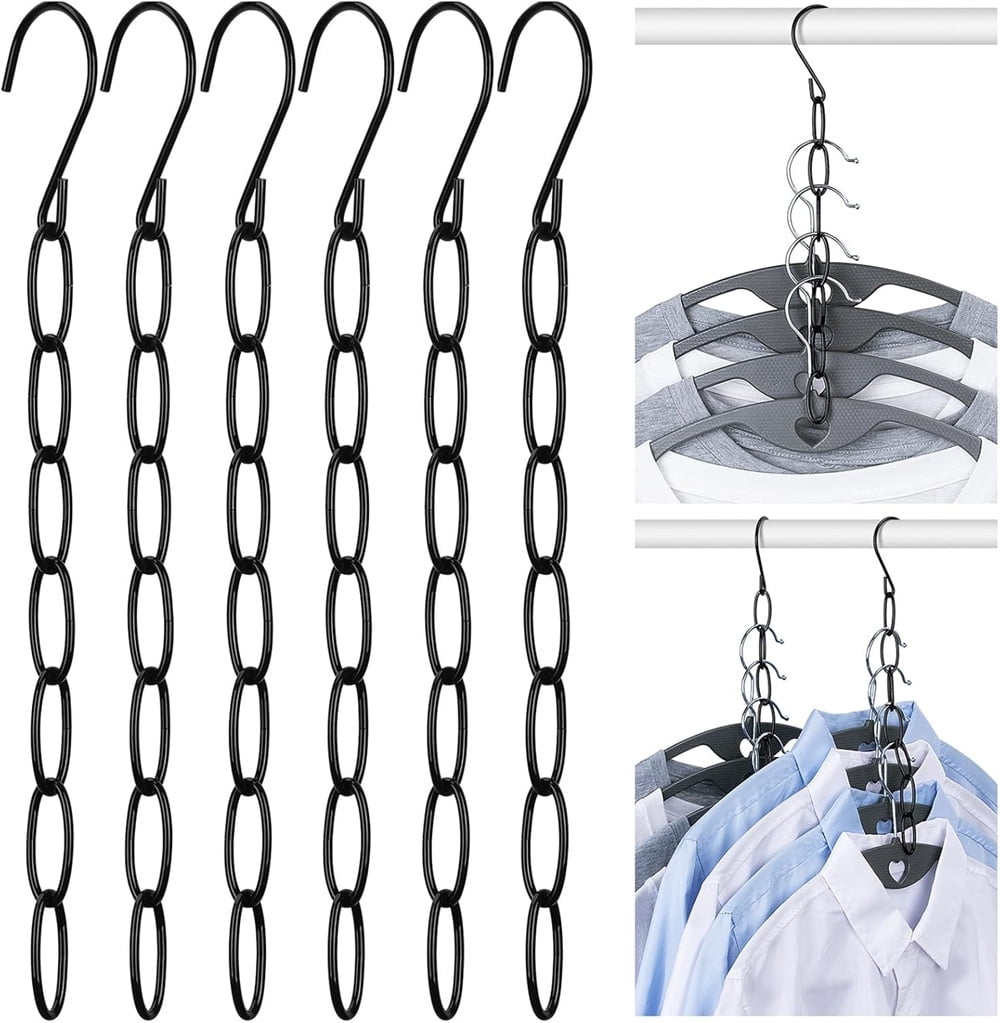 Tutuviw 6Pcs 11.6" Chain Hook Coat Rack Hanger Storage 7-Loop Metal ...