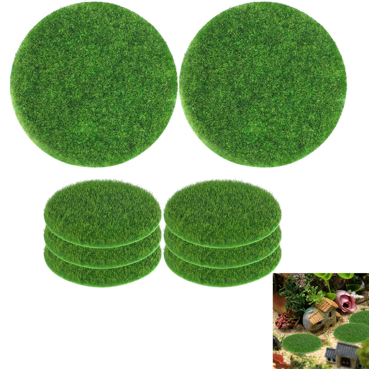 Tutuviw 6Pcs Artificial Grass Round/Circle Mats for Dollhouse ...