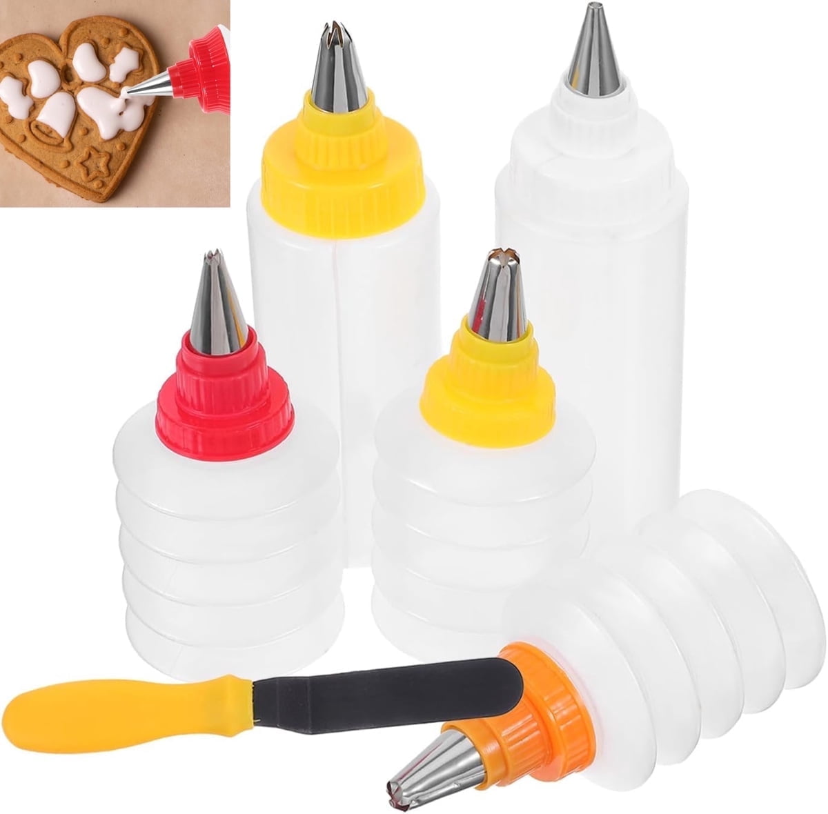 Tutuviw, Cookie Icing Bottles Set, 6 Pack, Multiple Nozzle Options ...