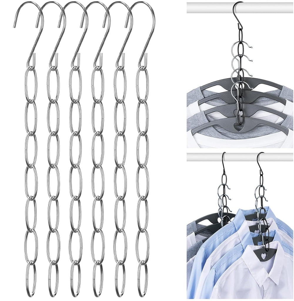 Tutuviw 6Pcs Metal Chain Clothes Hanger Organizer 11.6" Stainless Steel ...