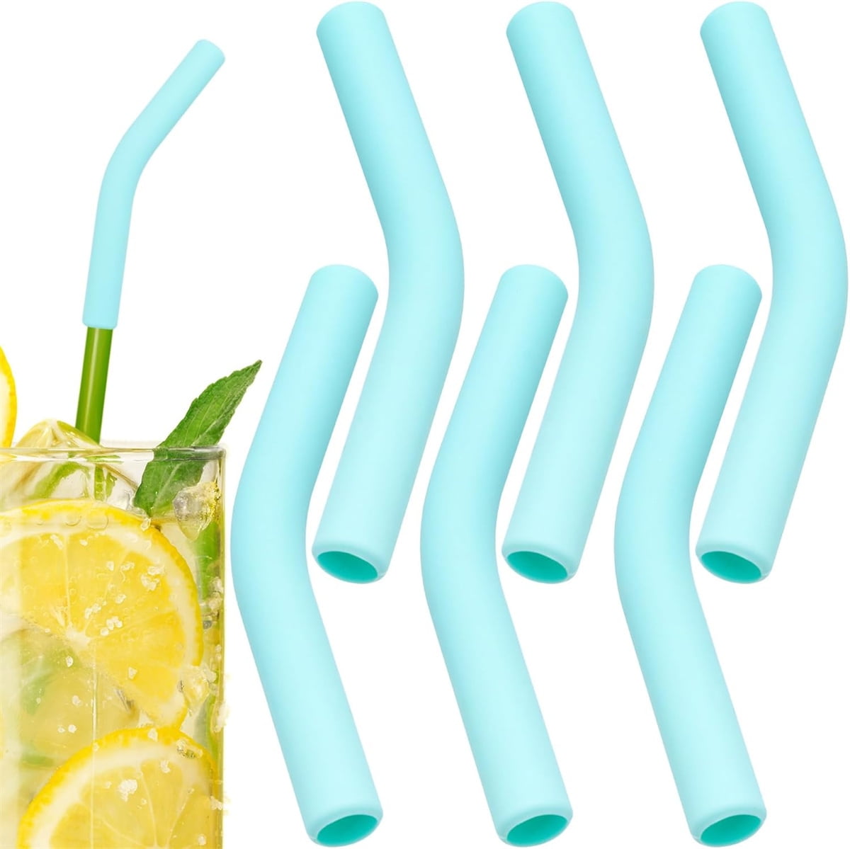 Tutuviw 6Pcs Silicone Bendy Straws Tips,Flex Elbow Replacement Tip,Food ...