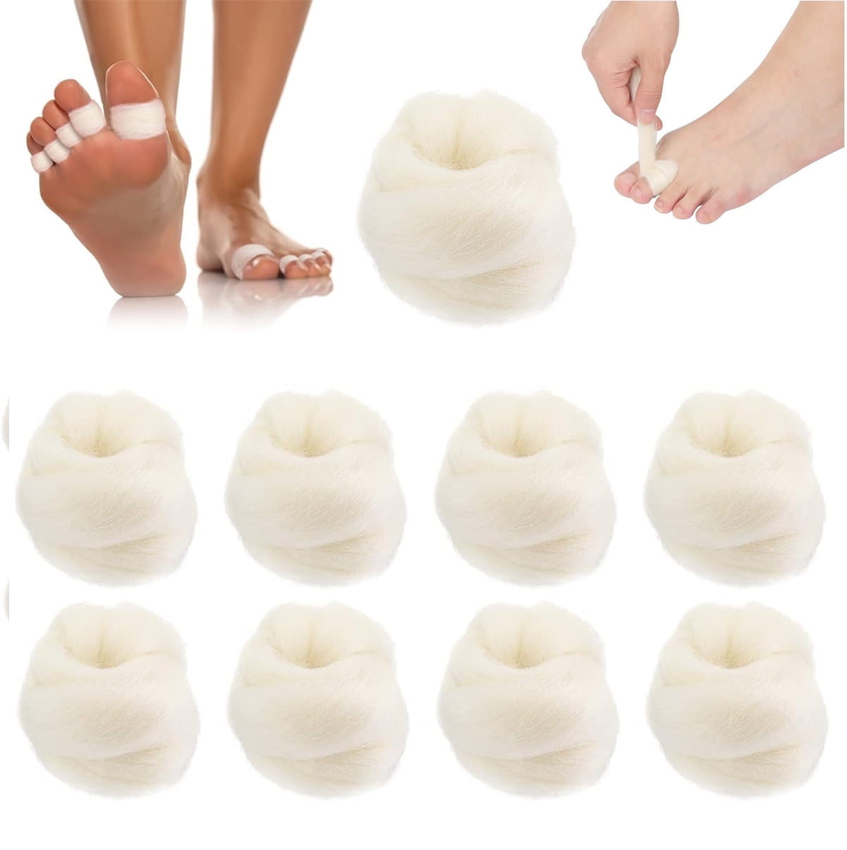 Tutuviw 8 Pcs Lambs Wool for Feet Super Soft Cushioning & Soft Toe ...