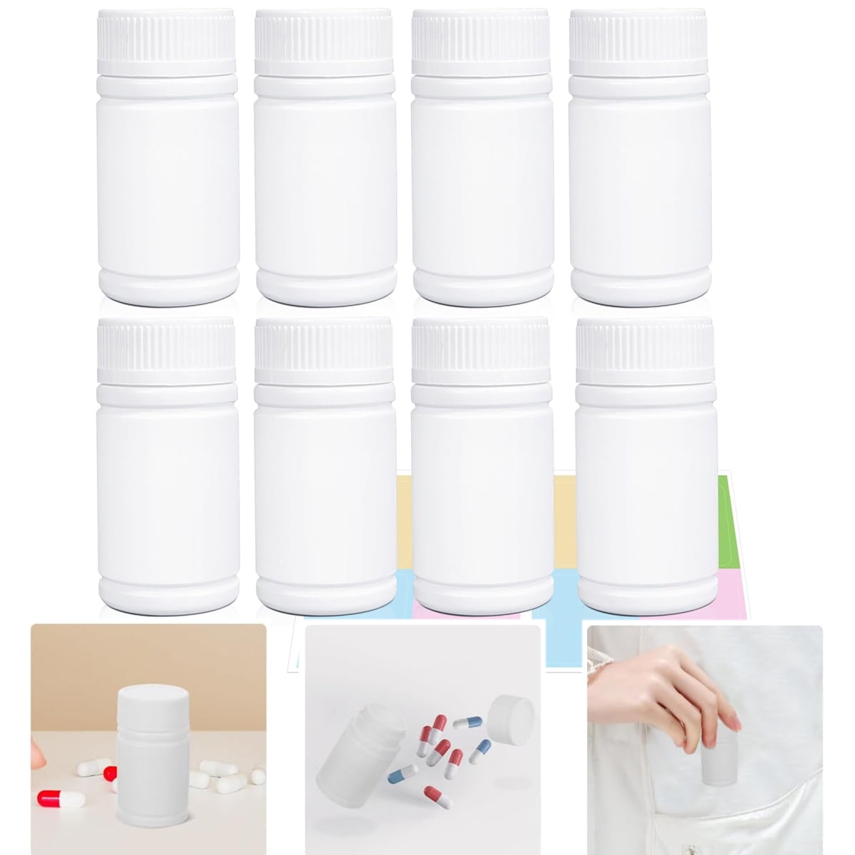 Tutuviw 8Pcs 150ml Small Pill Containers, Empty Plastic Pill Bottles ...