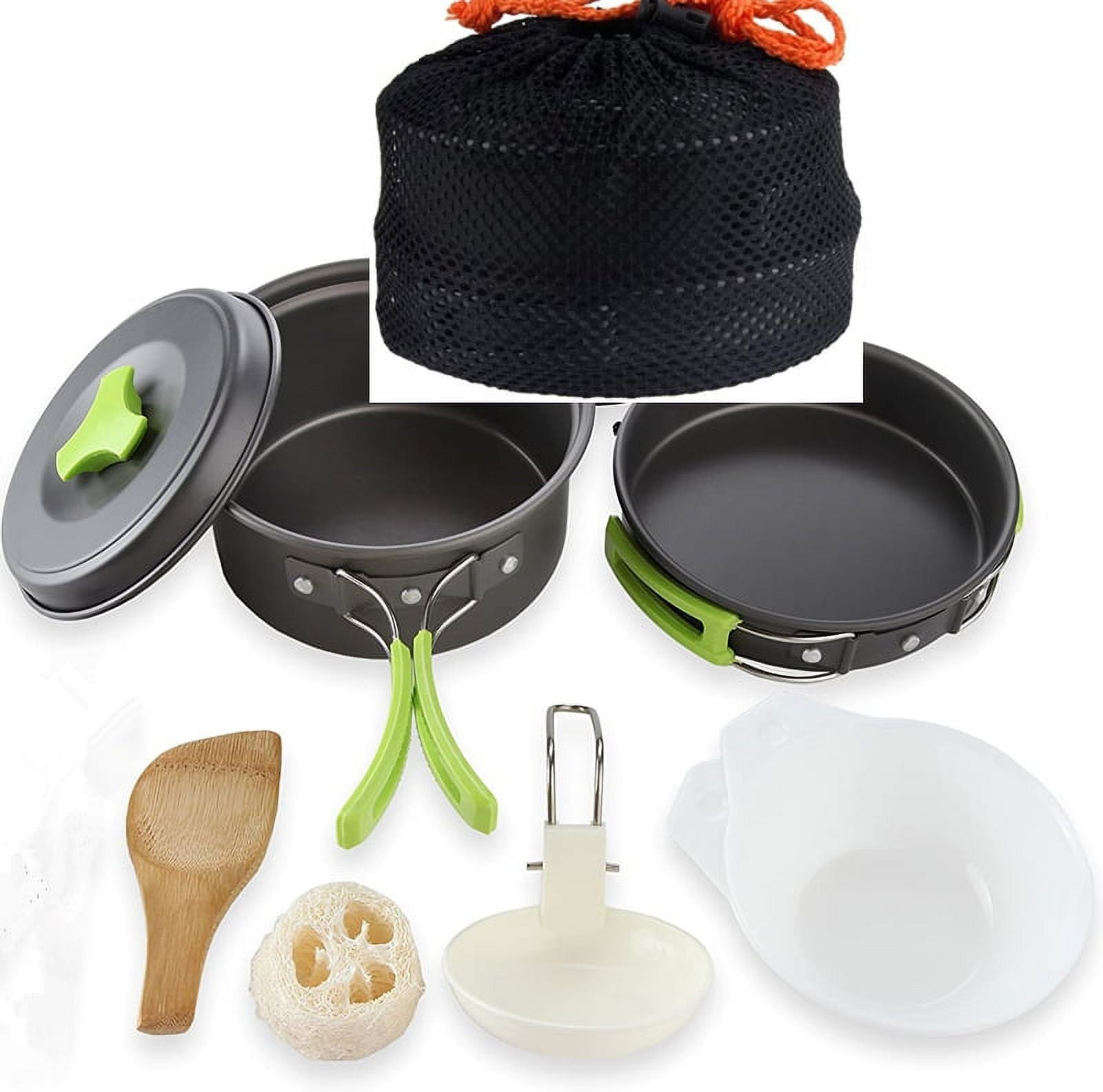 Tutuviw 8pcs Camping Cookware Mess Kit, Portable Camping Cooking Set ...