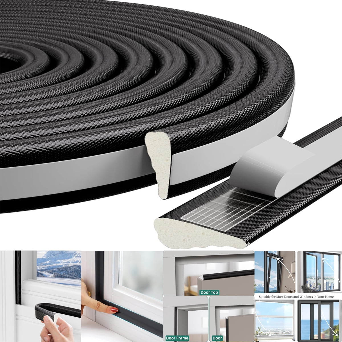 Tutuviw 9.8ft Window Weather Stripping Door Seal Strip,Self Adhesive ...