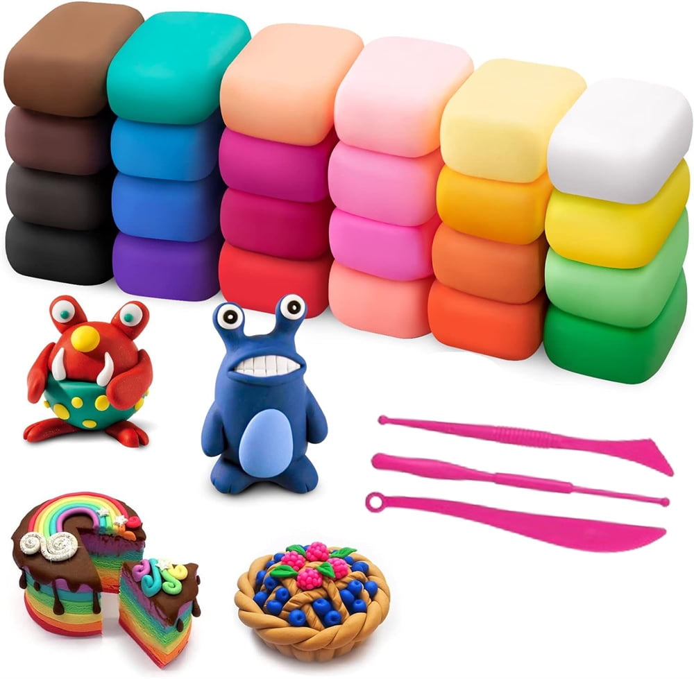 Tutuviw Air Dry Clay with 3 Sculpting Tools for Kids 24 Colors Modeling ...