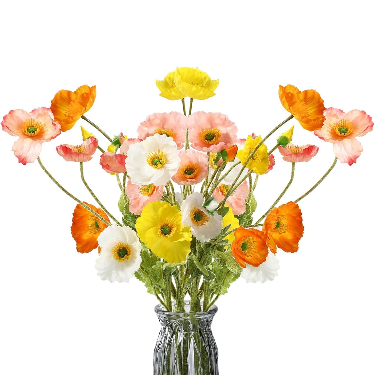 Tutuviw Artificial Flowers Silk Poppy Flowers 5 Pcs Faux Poppies ...