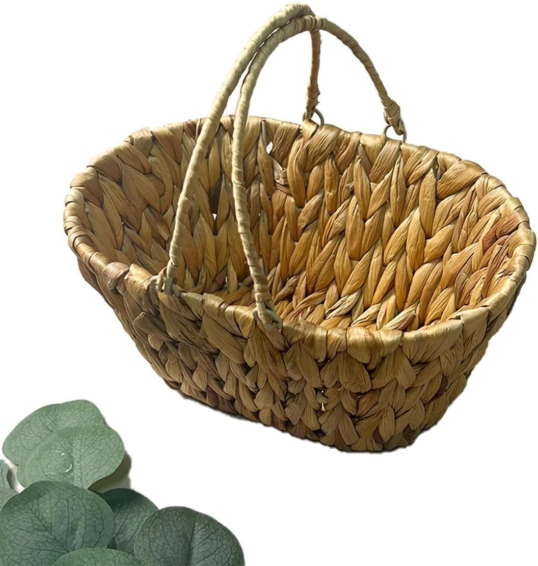 Tutuviw Basket with Handle Picnic Basket Natural Braided Large Storage ...