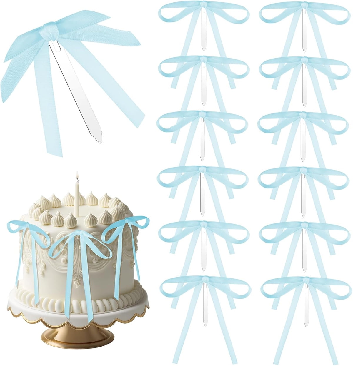 Tutuviw Bow Cake Topper for Coquette Birthday Decorations,20Pcs Bows ...