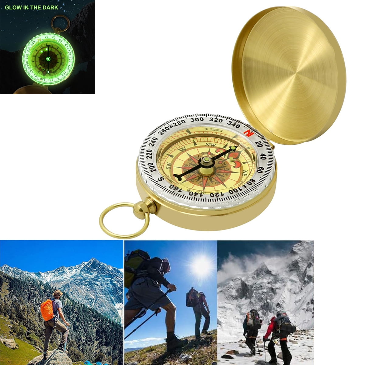 Tutuviw Brass Pocket Compass with Luminous Dial,Clamshell Copper ...