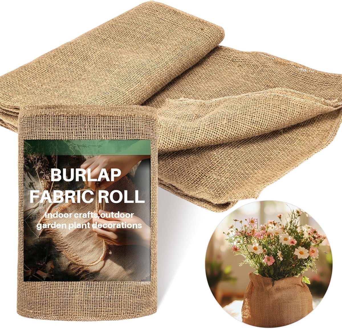 Tutuviw Burlap Fabric Tree Wrap Roll,13ft Gardening Natural Burlap ...