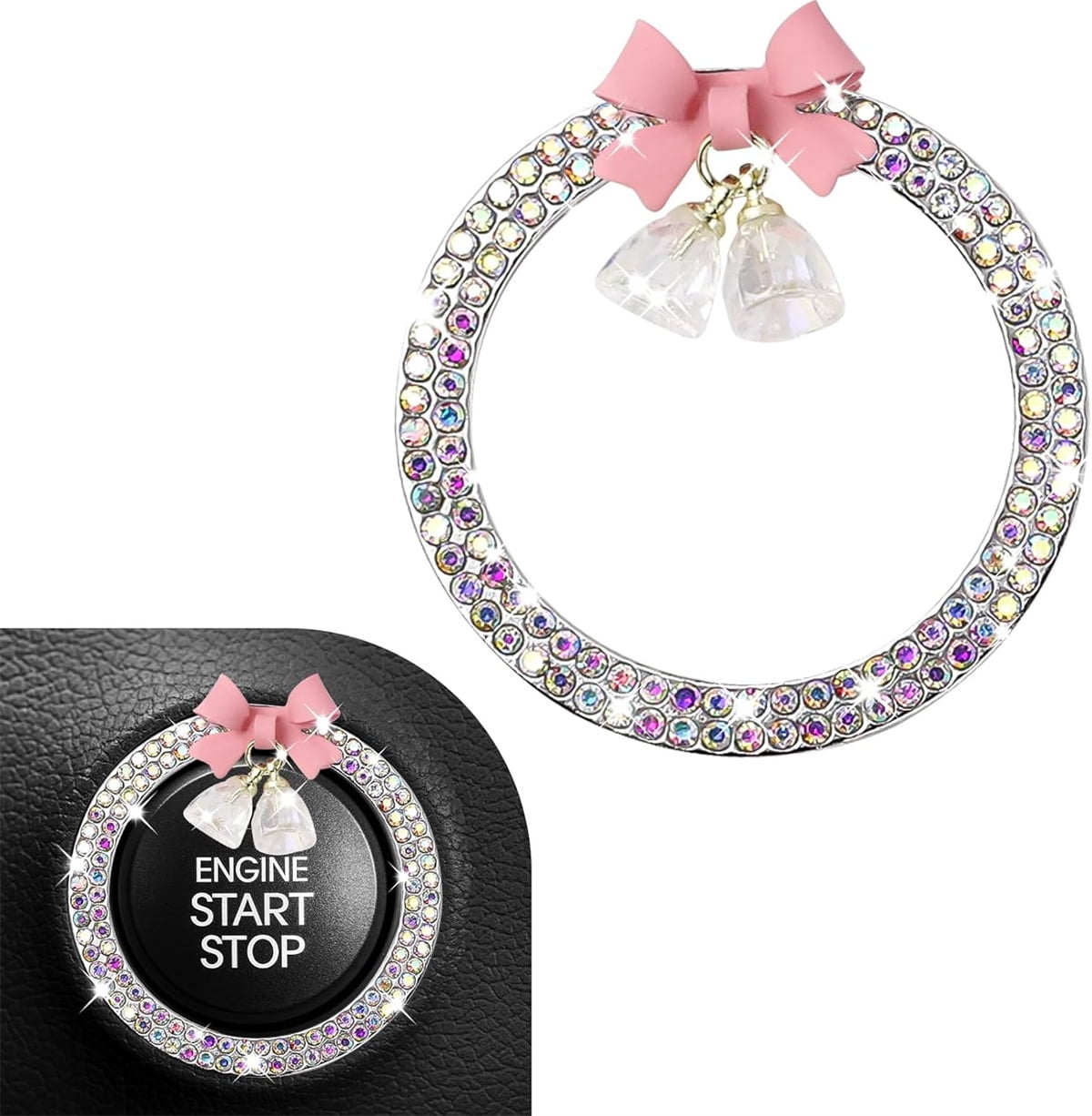 Tutuviw Car Start Button Cover Sticker Car Butterfly Bling Ring Emblem ...