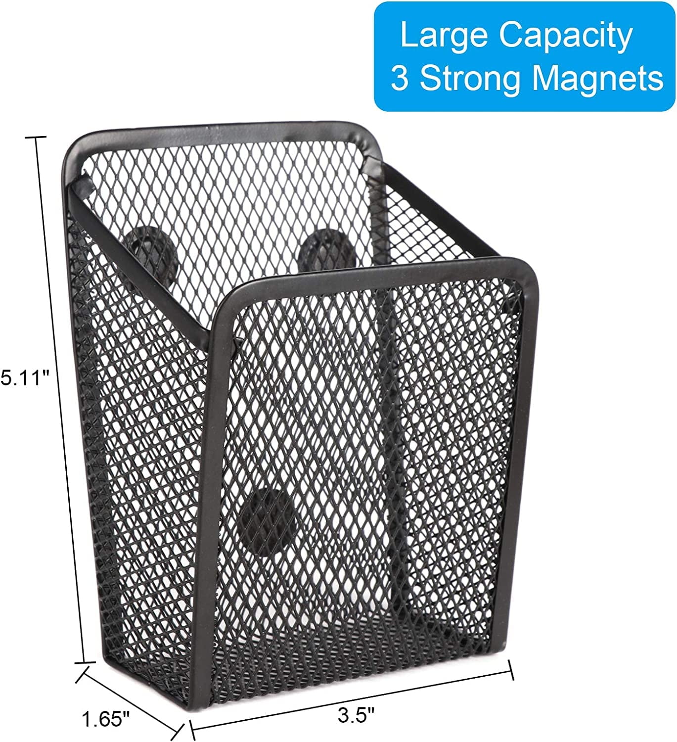 Tutuviw Magnetic Pen Holder for Desk, Mesh Basket Metal Organizer with ...