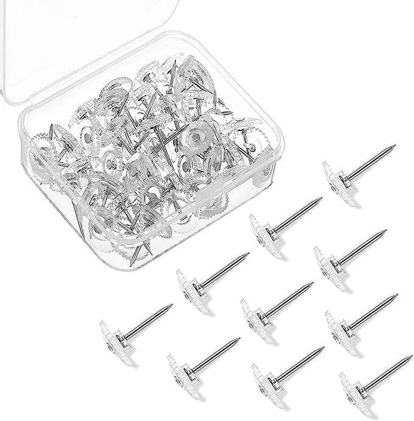 Tutuviw Clear Thumb Tacks for Wall Hangings Plastic & Gear Push Pins ...