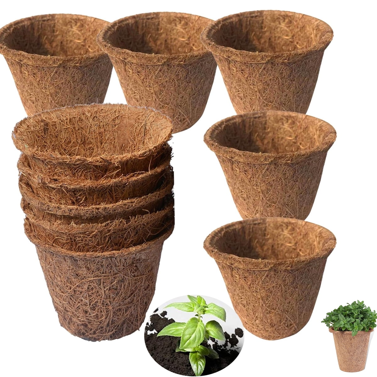 Tutuviw Coco Coir Nursery Pots,10 Pcs Biodegradable Small Plants Pots ...