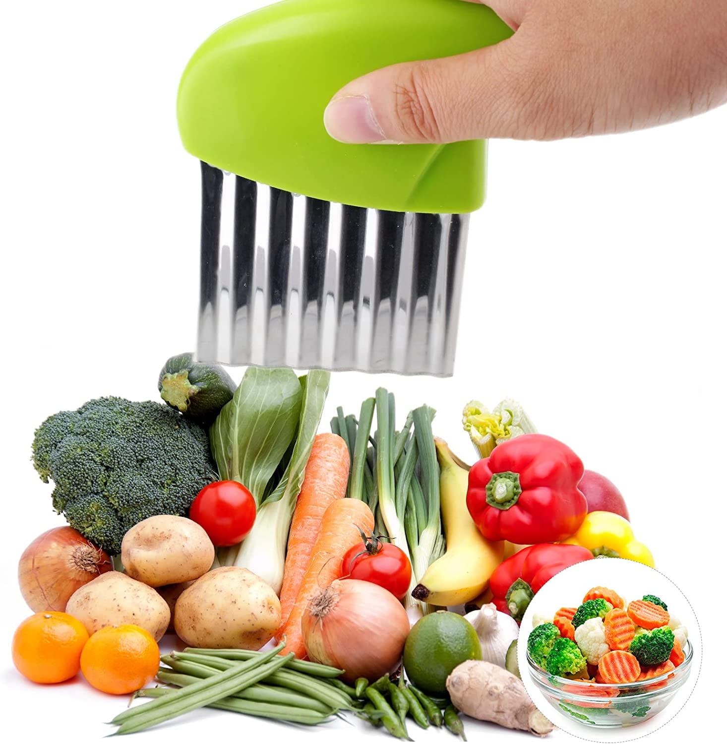 Tutuviw Crinkle Cutter Cutting Tool French Fry Slicer Potato Cutter ...