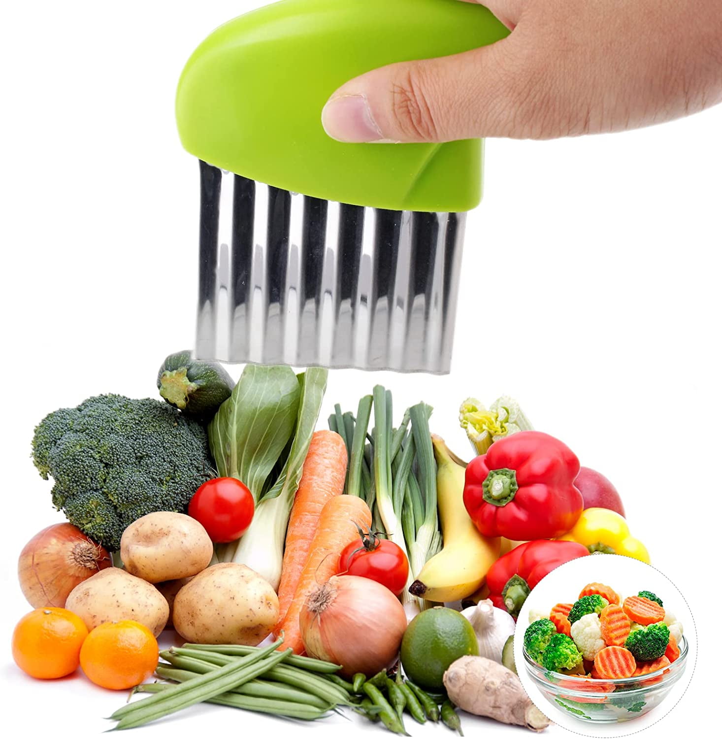 Tutuviw Crinkle Cutter Cutting Tool French Fry Slicer Potato Cutter ...