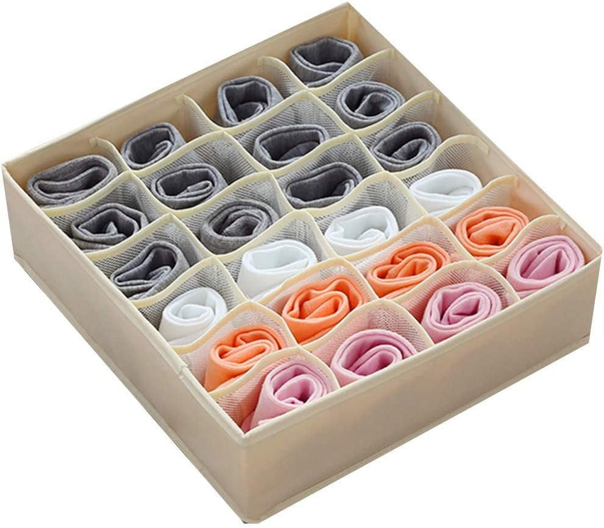 Tutuviw Drawer Organiser Fabric Foldable Dresser Grids Wardrobe Storage ...