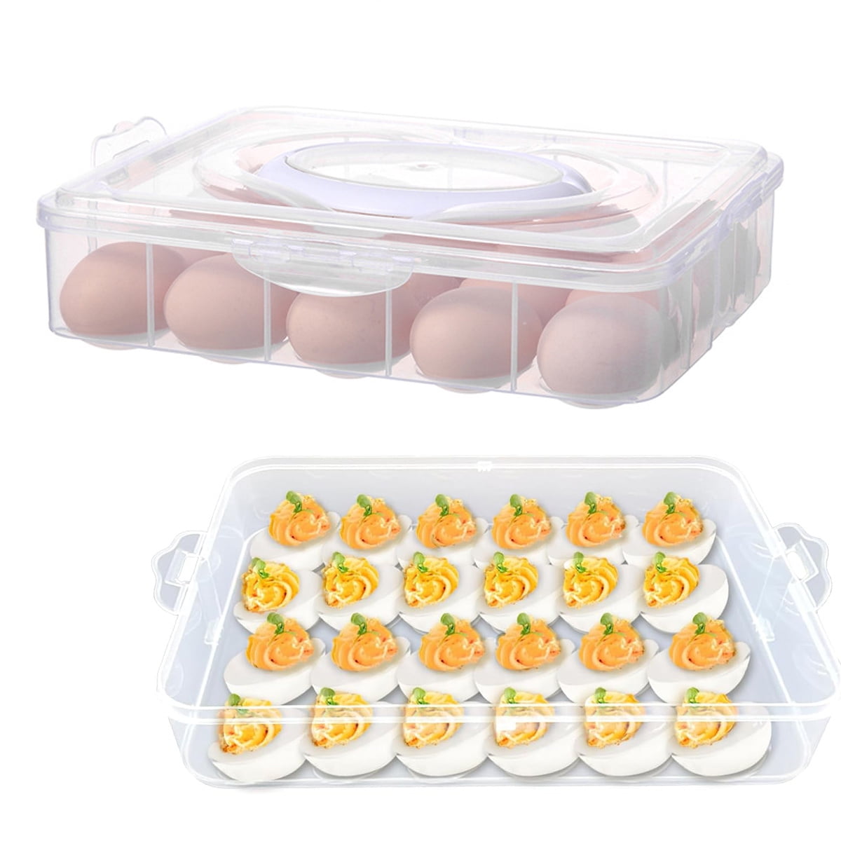 Tutuviw Eggs Holder, 1-Layer Deviled Egg Tray with Lid, Egg Containers ...