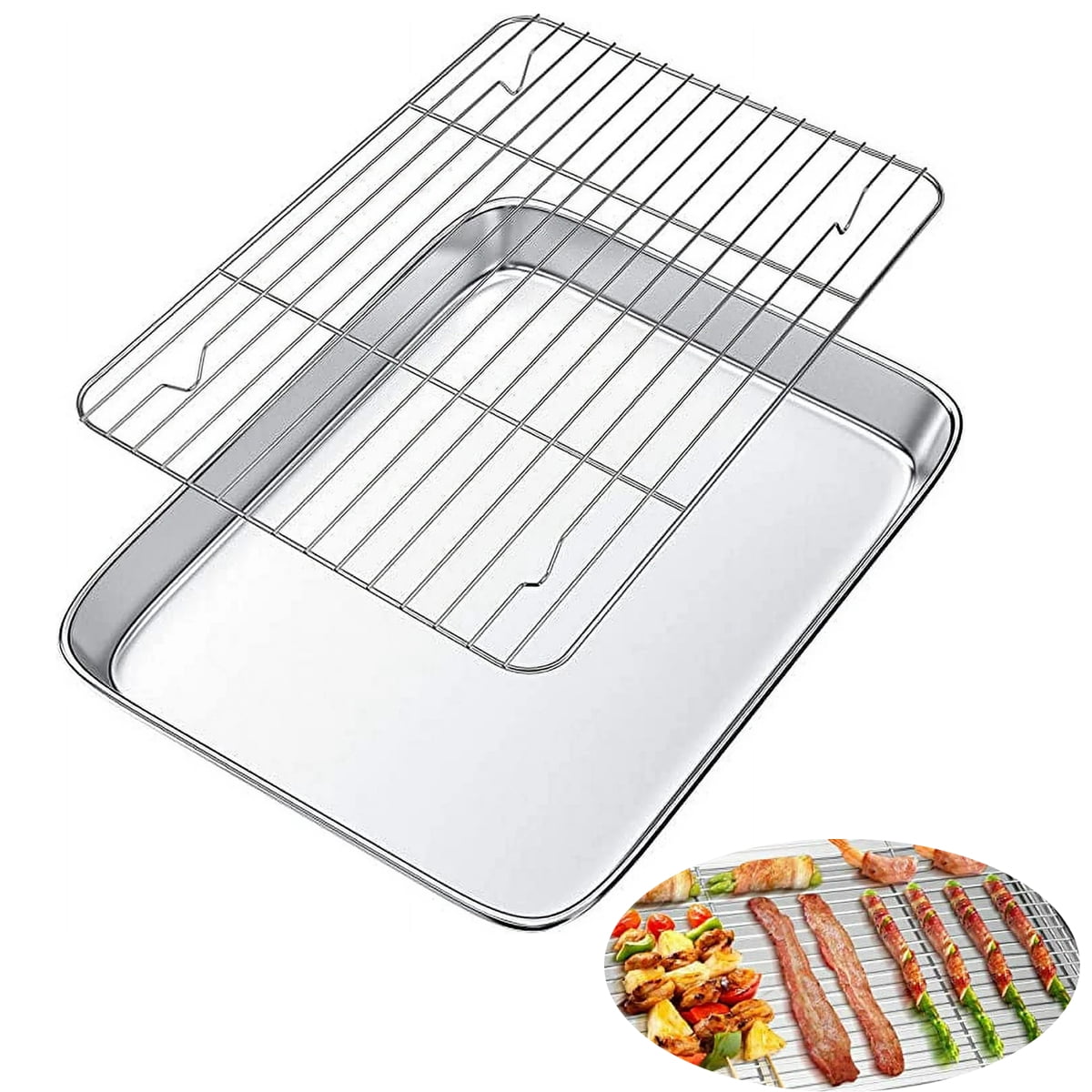 Tutuviw Extra Large Cookie Sheets & Wire Rack Set [1 Baking Sheet + 1 ...