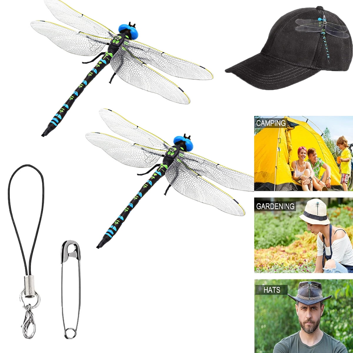 Tutuviw Fake Dragonfly Clip Set,2Pcs Outdoor Bug Repellent Decor,3D ...