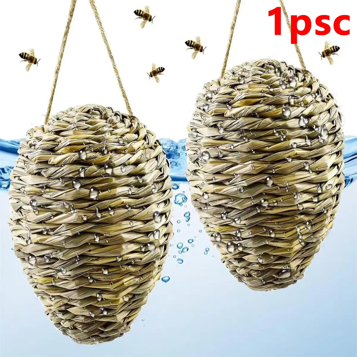 Tutuviw Fake Wasp Nest, Artificial Woven Reeds Wasp Nest Decoy,9 inches ...