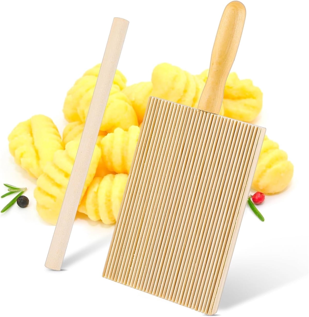 Tutuviw Gnocchi Board, Natural Beech Wood Gnocchi Board Paddle with ...