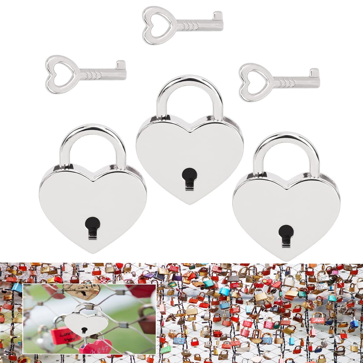 Tutuviw Metal Heart Locks with Key,Small Heart Locks,Mini Bronze ...