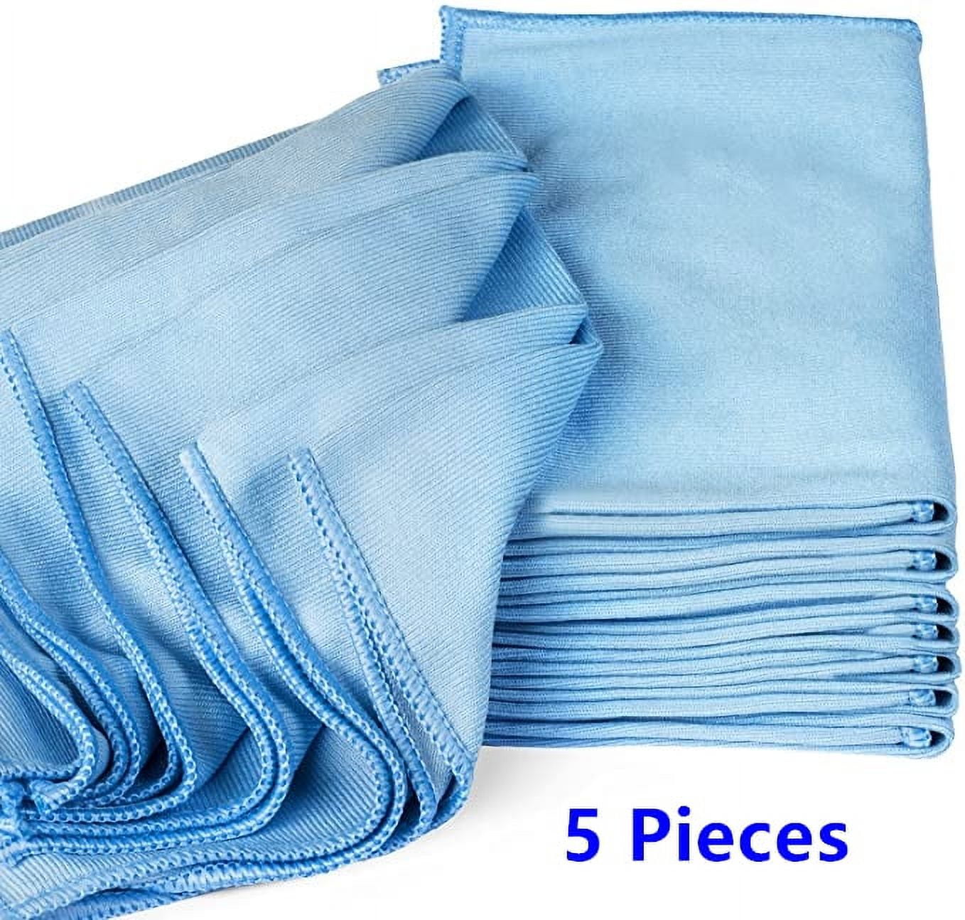 Tutuviw Microfiber Glass Cleaning Cloths 1216in Streak Free Lint Free 5 Pack Blue
