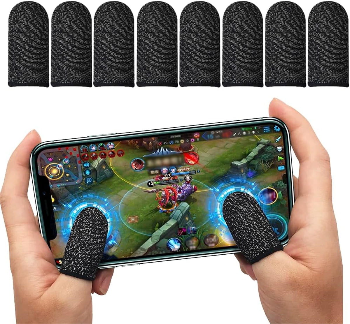 Tutuviw Mobile Phone Gaming Finger Sleeves, 8 Pcs Fiber Anti Sweat ...