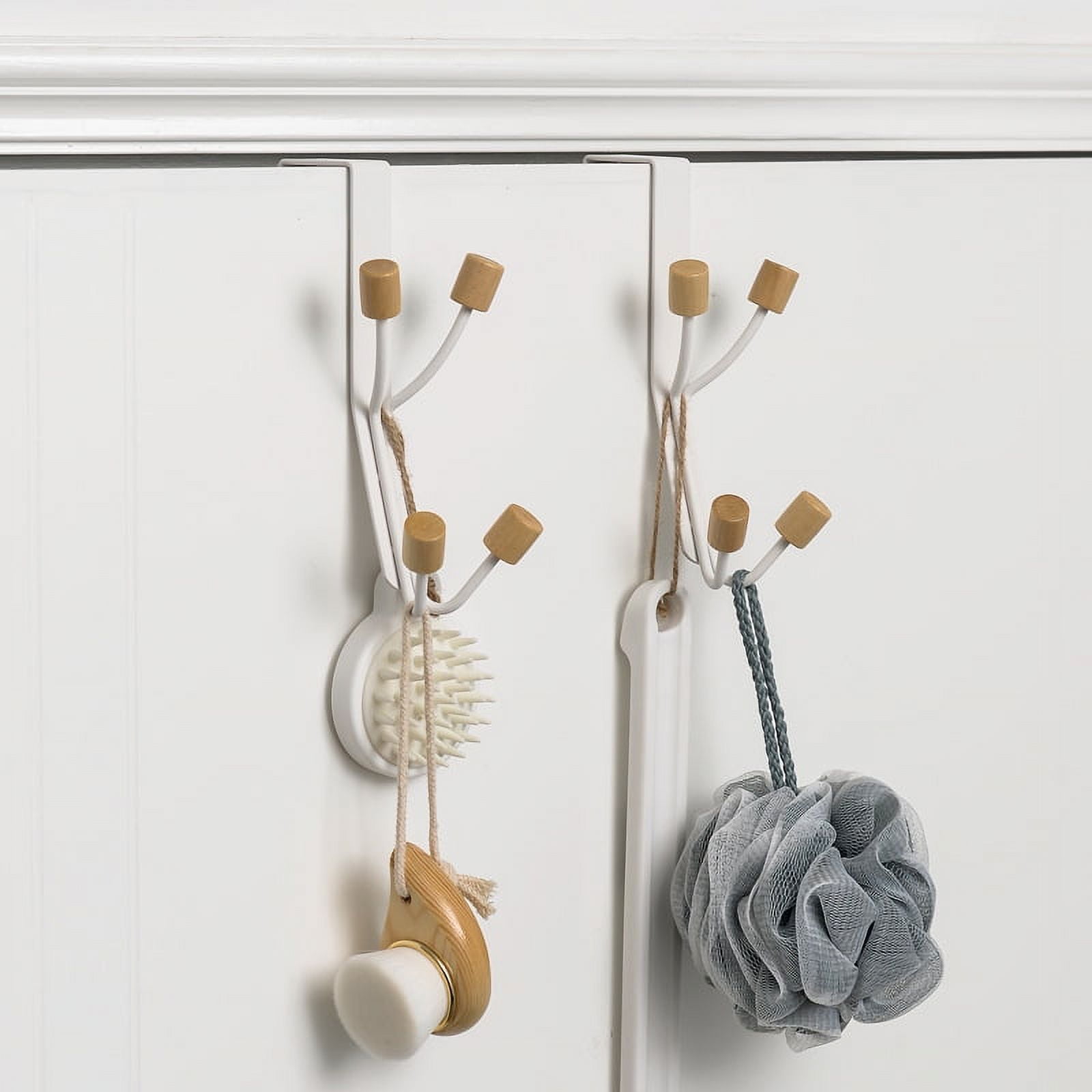 Tutuviw Over The Door Hooks with Wooden Edge Design,Sturdy Metal Over ...