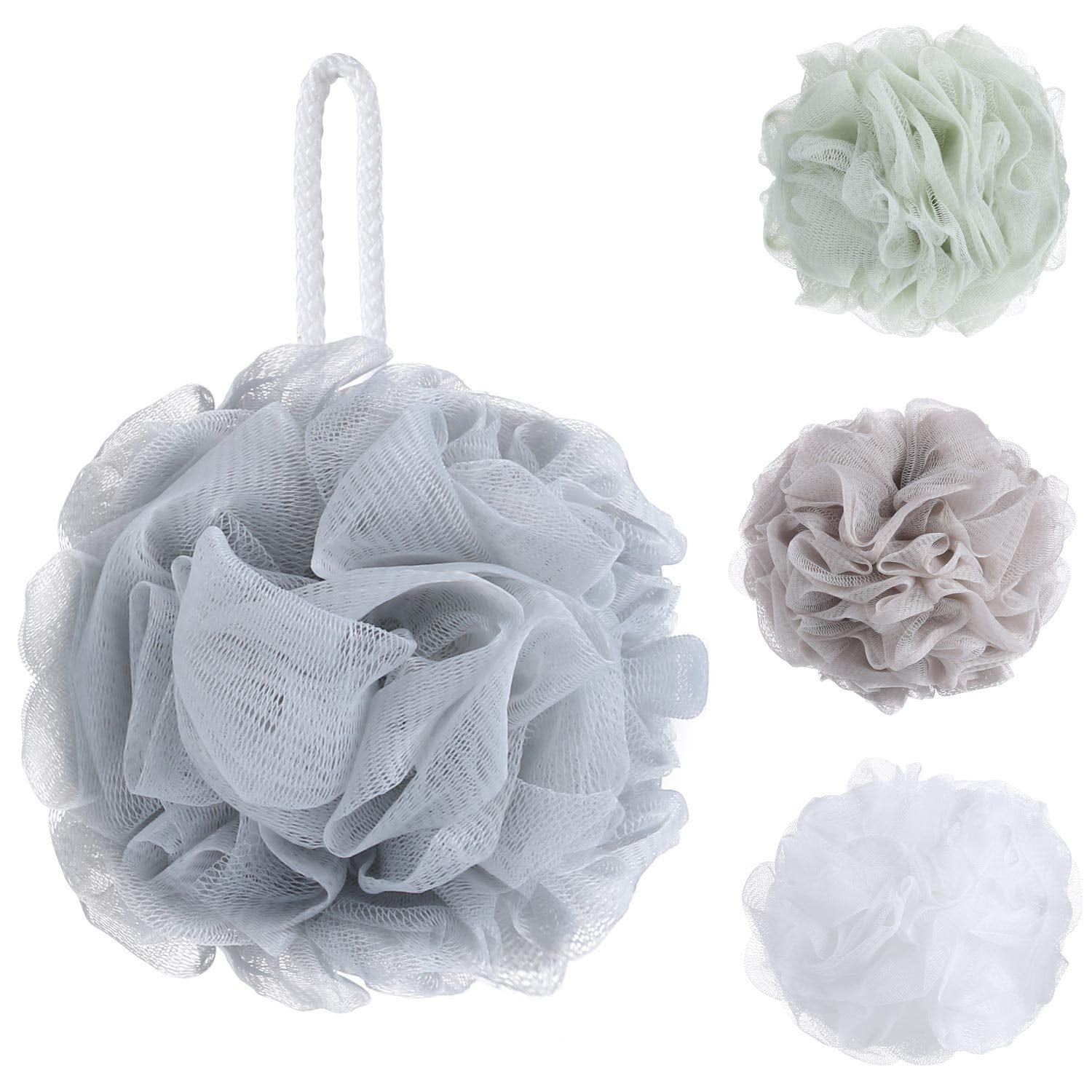 Tutuviw Pack of 4 Mesh Pouf Bath Sponge - Mesh Loofah Body Exfoliating ...