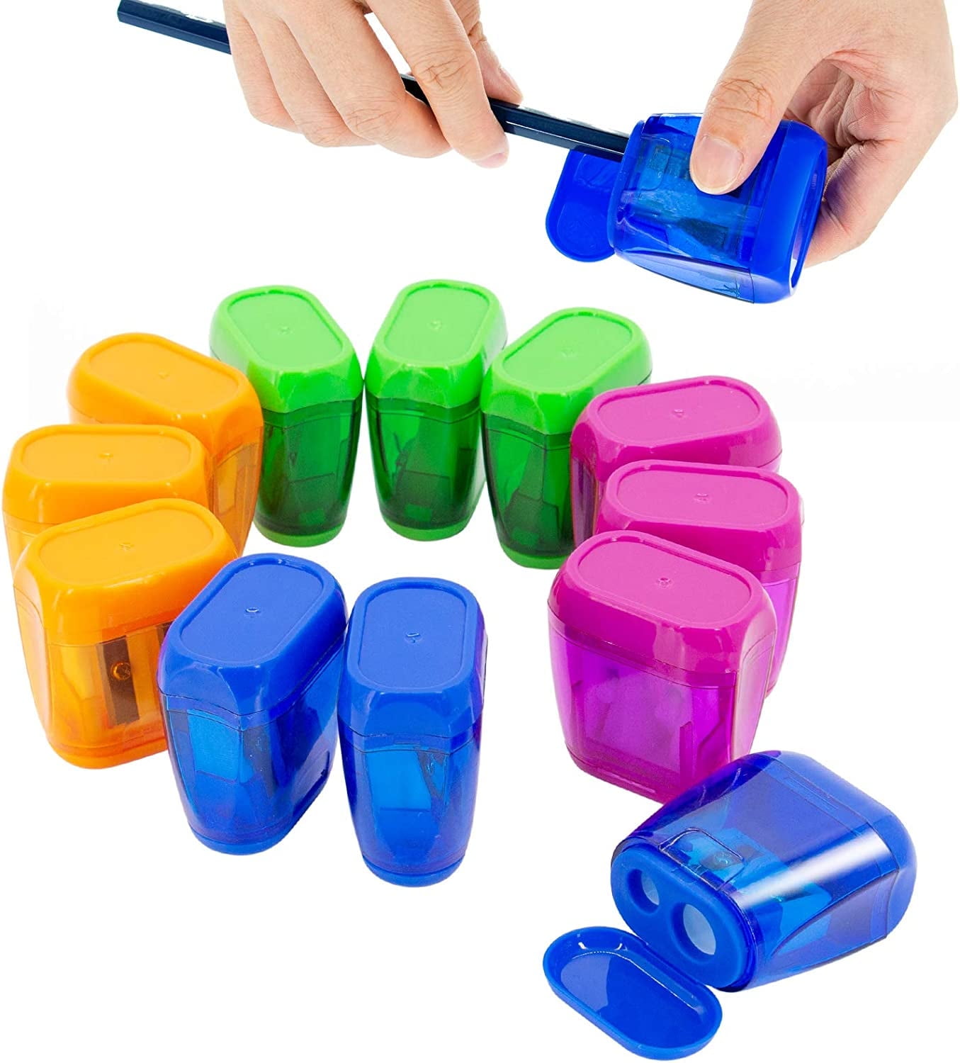 Tutuviw Pencil Sharpeners 12 Pcs Pencil Sharpeners Dual Holes Compact ...