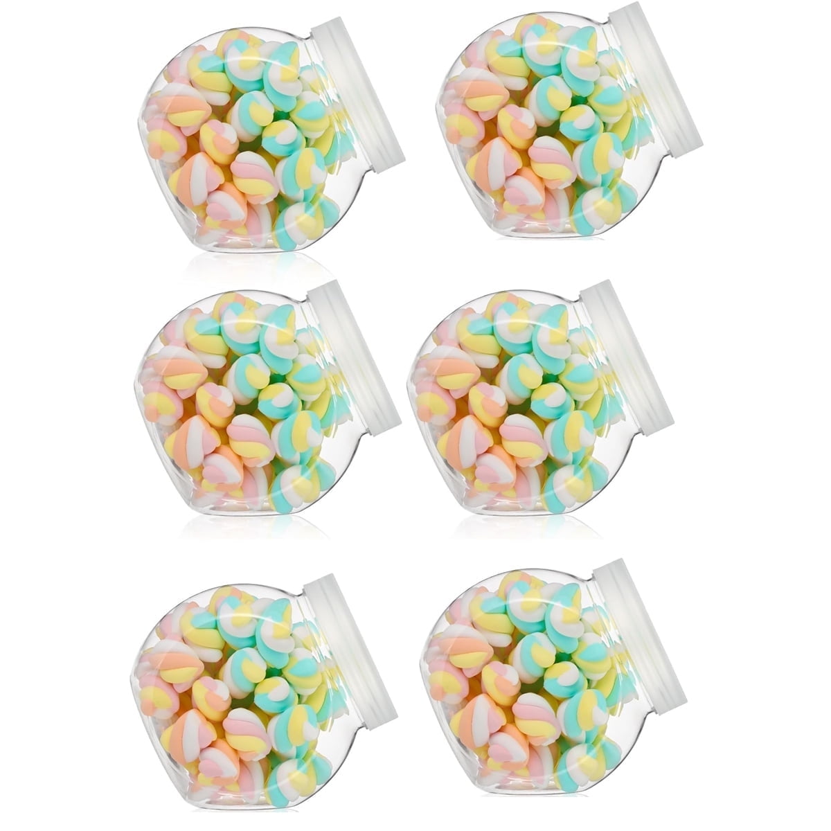 Tutuviw Plastic Candy Jar with Lid,6 Pack Clear Cookie Snack Jar Bucket ...