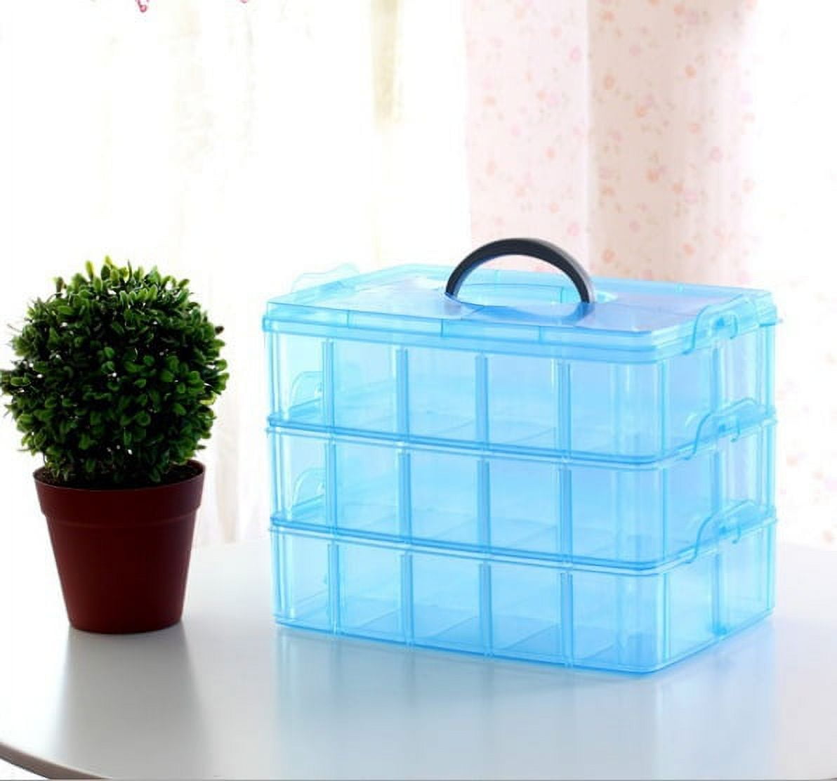 Tutuviw 3 Tier Stackable Plastic Storage Box, Adjustable Compartments ...