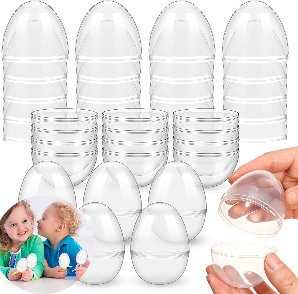 Tutuviw Small Translucent Fillable Easter Egg,Plastic Clear Easter Eggs ...