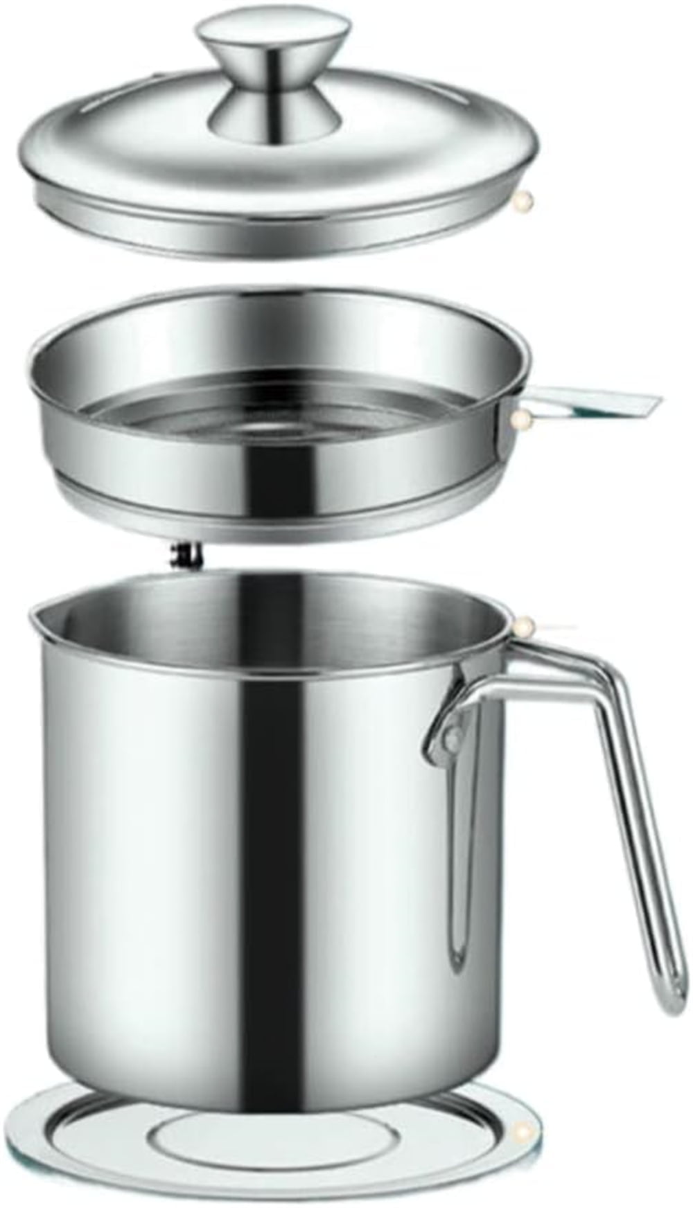 Tutuviw Stainless Steel Oil Filter, 1.8L Household Cooking Oil Storage ...