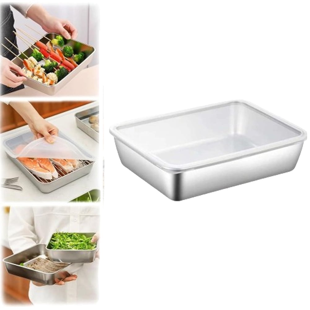 Tutuviw Stainless Steel Rectangle Food Storage Box Container, Metal ...