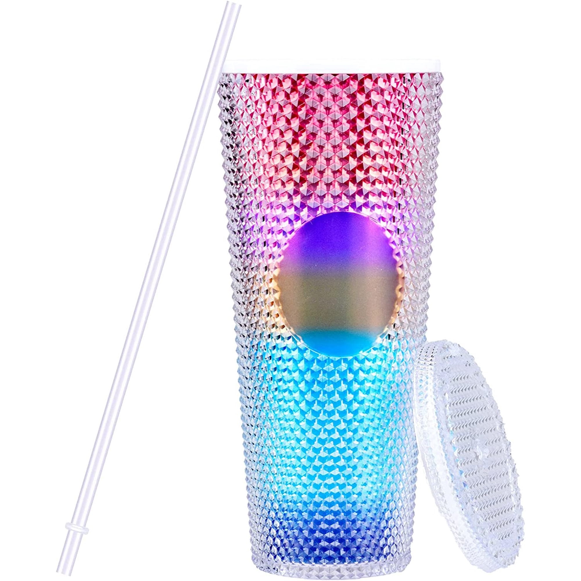 Tutuviw Studded Tumbler Cup with Straw Lid Customise Double Walled for ...