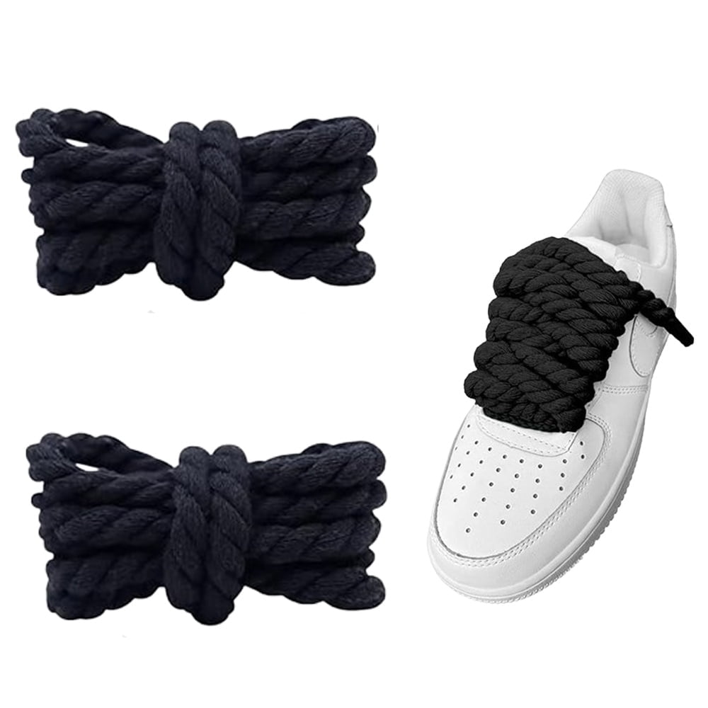 Tutuviw Thick Rope Shoe Laces, 10mm Wide Round Cotton Chunky Shoelaces ...