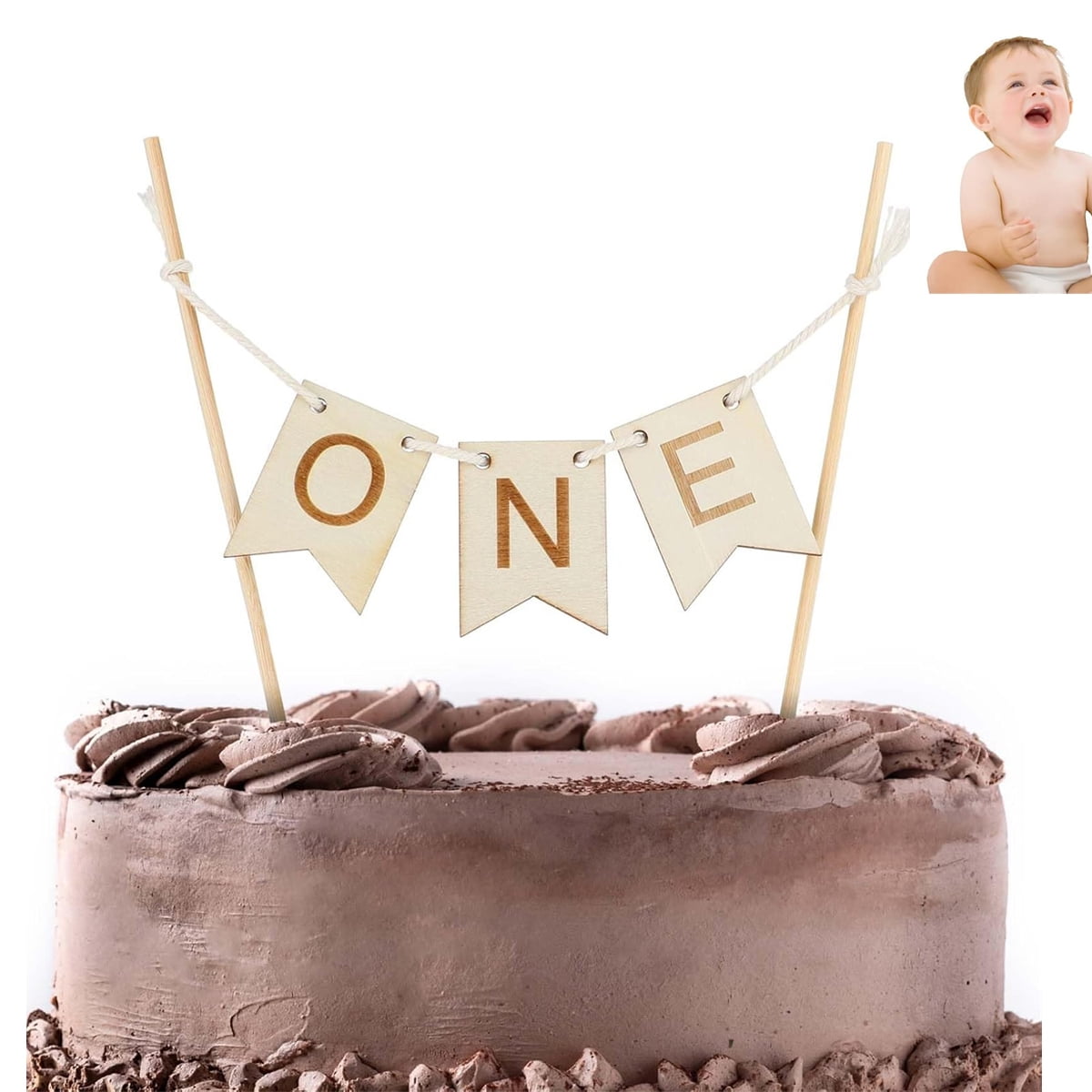 Tutuviw Wood One Cake Topper,1-st Birthday Cake Decorations,First ...