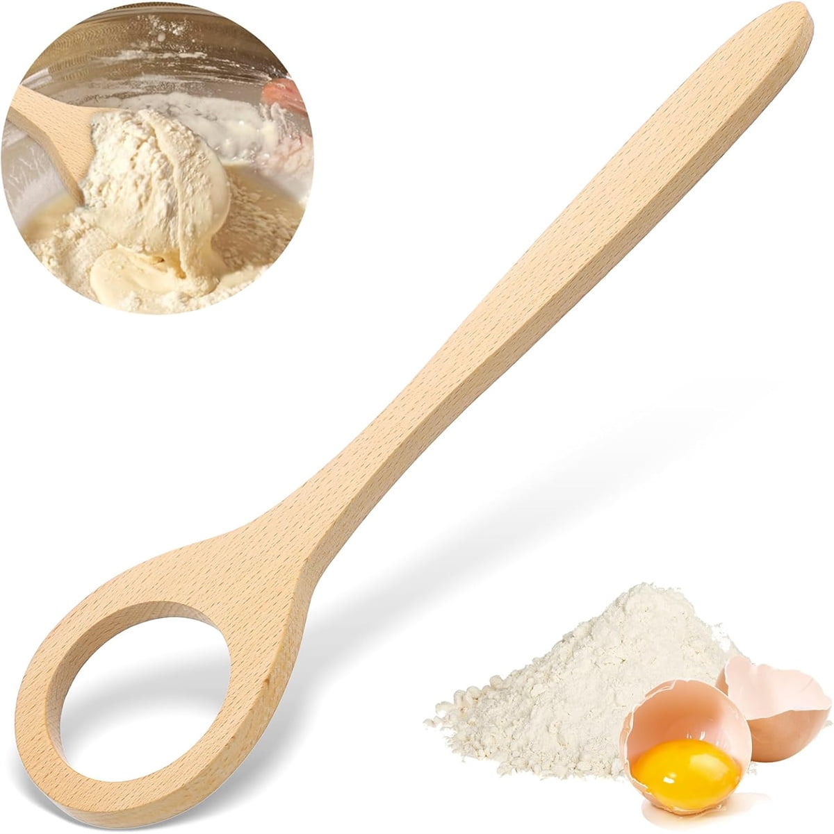 Tutuviw Wooden Danish Dough Whisk,12 Inch Bread Wisking Tool for Mixing ...