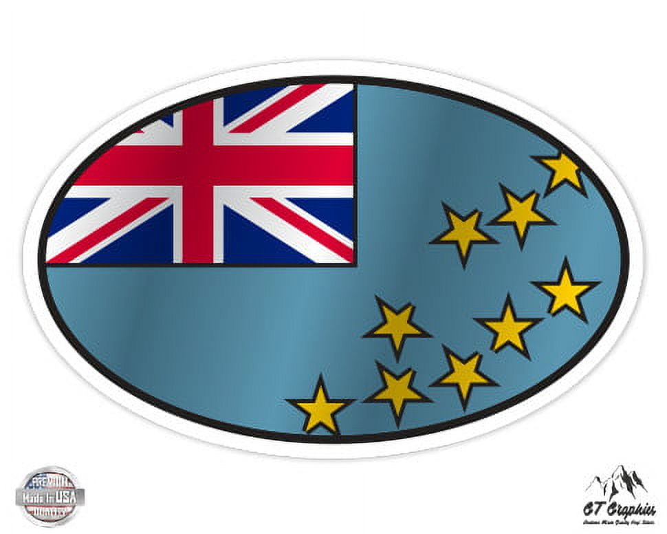 Tuvalu Flag Oval - 7" Vinyl Sticker - For Car Laptop I-Pad - Waterproof ...