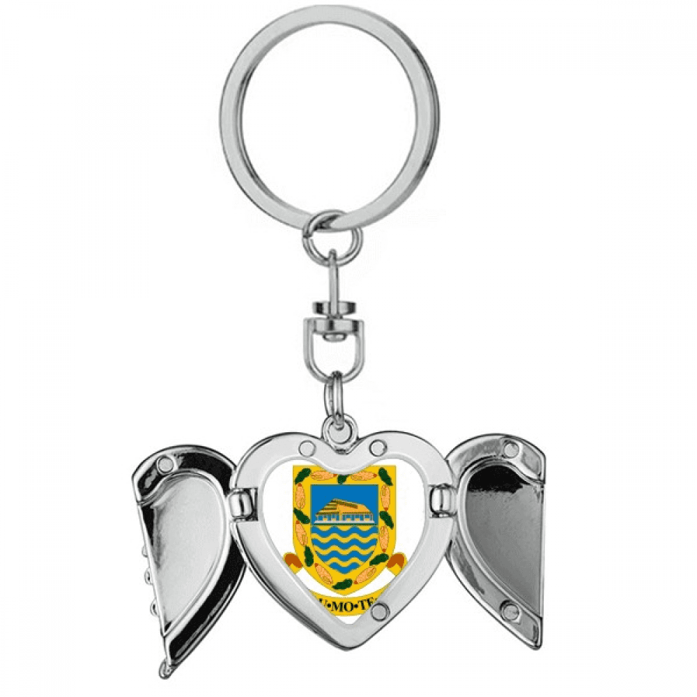 Tuvalu Oceania National Emblem Heart Angel Wing Key Chain Holder ...