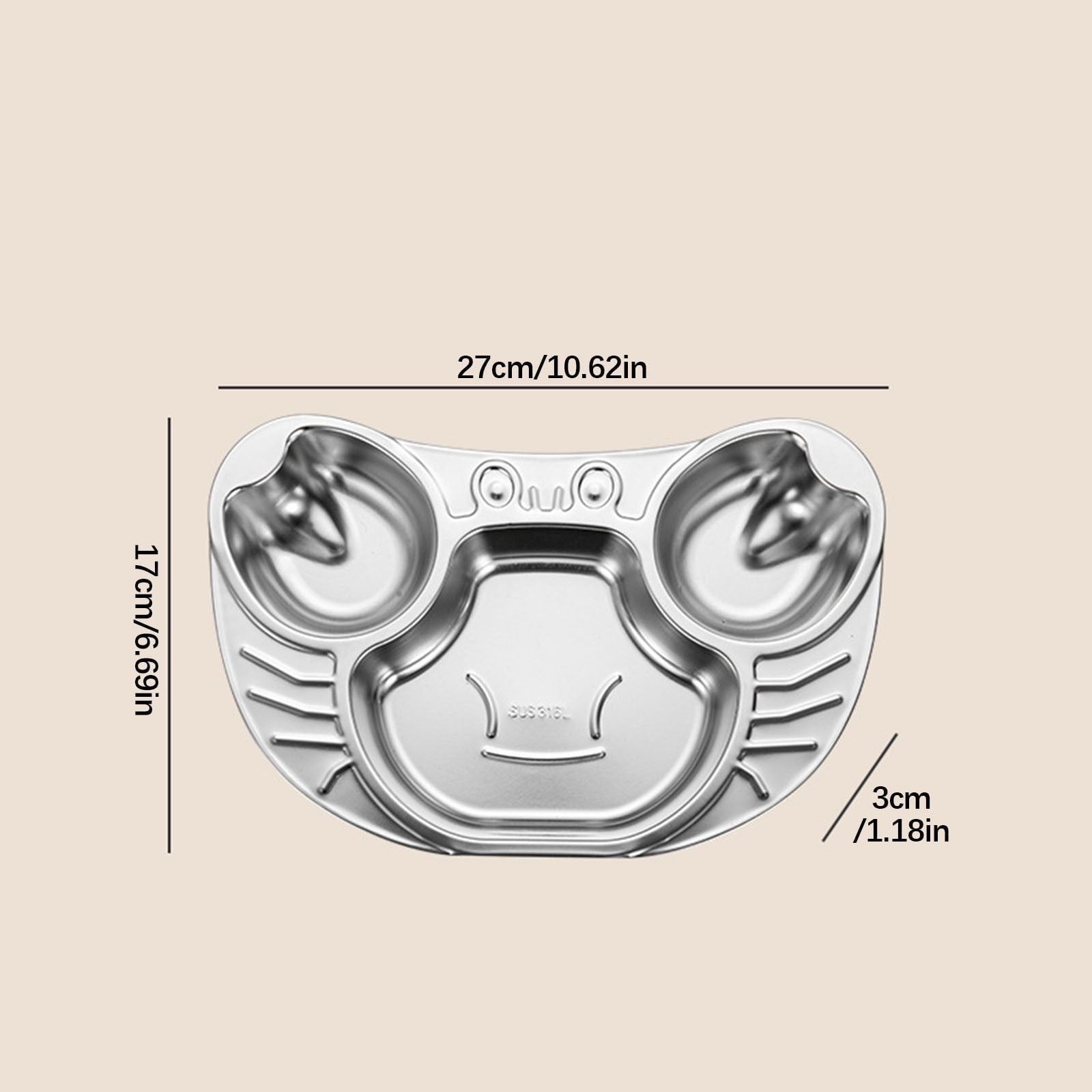 Tuvgenk Animal: Crab Stainless Steel Dinner Platess Divided Buffet ...
