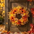 Tuvgenk Artificial Fall Sunflower Wreath with Maple Leaves Plastic ...
