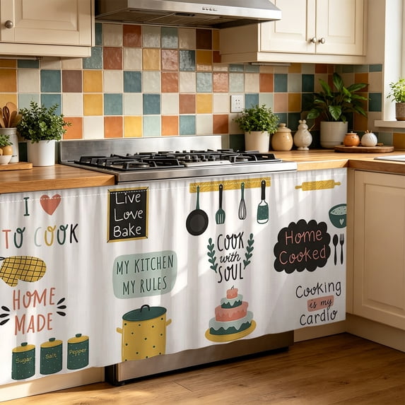 Tuvgenk Kitchen Utensil Cabinet Curtain Self Adhesive No Drill Dust ...