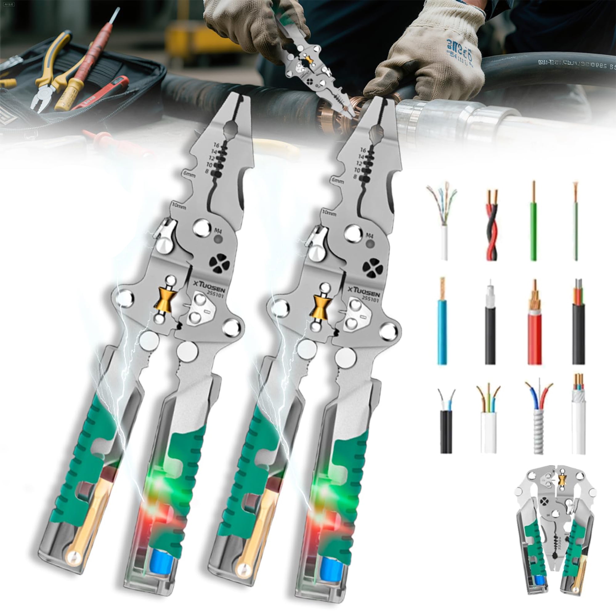 Tuvilo Electrical Pliers, Multi-function Electric Wire Stripping Tool ...