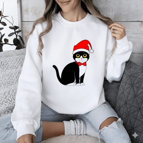 Tuxedo Bowtie Kitty Cute Festive Cat Scene Charming Holiday Art ...