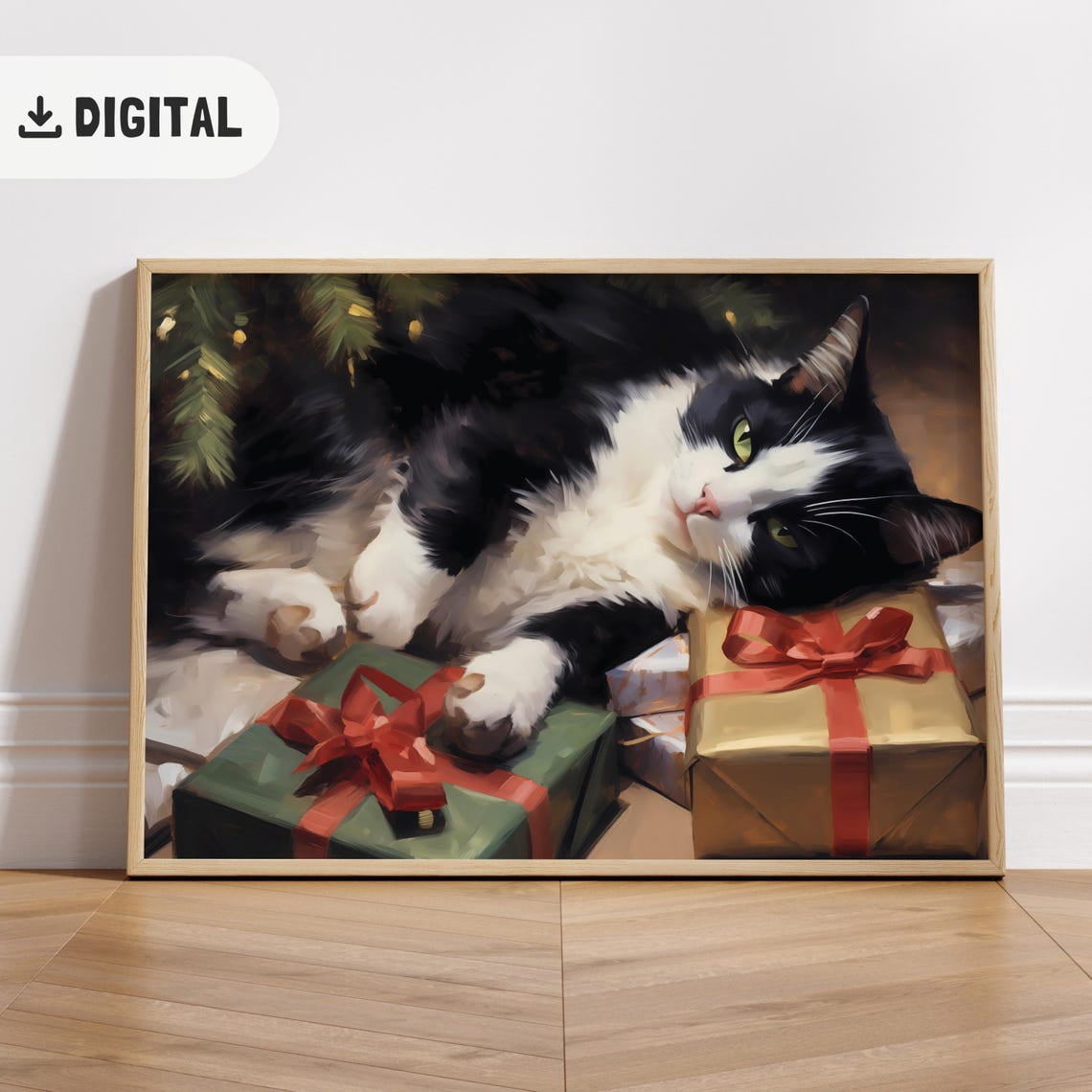 Tuxedo Cat Art Poster: Vintage Catful Wall Decor, Poster, Unframed ...